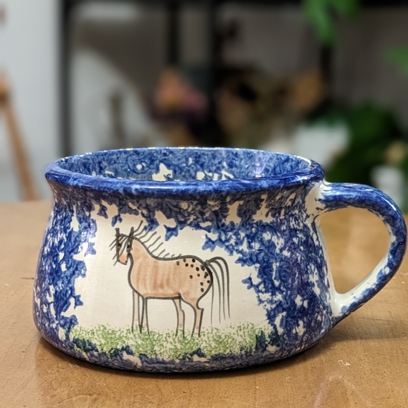 molly Dallas | Dining | Molly Dallas Pottery Blue Spatterware Horse ...